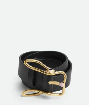 Bottega Veneta Bunny Calfskin Leather Belt Black