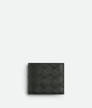 BOTTEGA  VENETA Intrecciato Bi-fold Wallet With Coin Purse - Dark Green