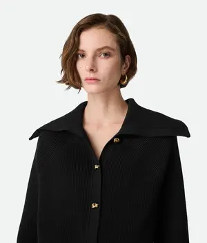 Bottega Veneta Cotton Rib Cardigan - Black