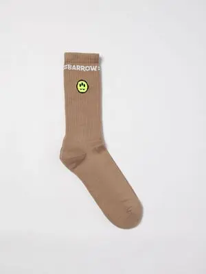 BARROW BARROW Ribbed Crew Socks With Smiley Motif Mud
