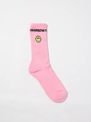 BARROW Ribbed Crew Socks With Smiley Motif - Pink