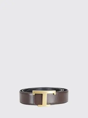 TOD'S Leather Belt With Logo Buckle - Brown