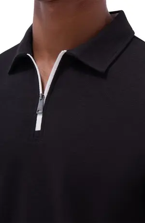 Bugatchi Quarter Zip Polo - Black