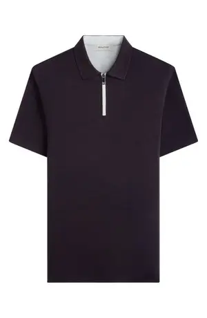 Bugatchi Quarter Zip Polo - Black