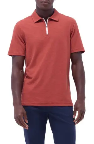 Bugatchi Quarter Zip Polo Brick