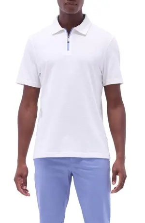 Bugatchi Quarter Zip Polo Chalk
