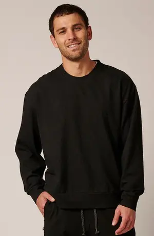 LEISURE LAB Cotton Lounge Crewneck - Onyx