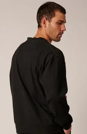 LEISURE LAB Cotton Lounge Crewneck - Onyx