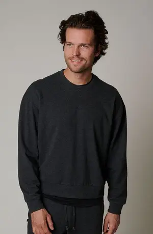 LEISURE LAB Cotton Lounge Crewneck Sediment