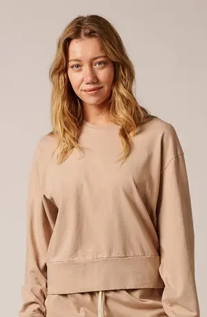 LEISURE LAB Cotton Lounge Crewneck Bronzite