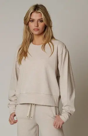 LEISURE LAB Cotton Lounge Crewneck - Quartz
