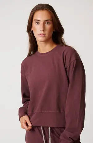 LEISURE LAB Cotton Lounge Crewneck - Wine