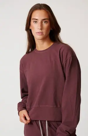 LEISURE LAB Cotton Lounge Crewneck Wine