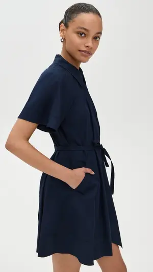 A.L.C. Julie Cotton Shirt Dress - Navy