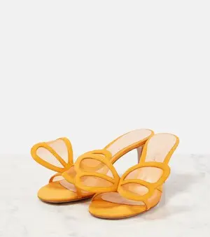GIANVITO ROSSI Ilia Suede-trimmed Mules - Orange