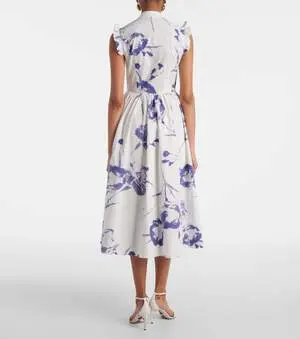 Erdem Floral Cotton Poplin Midi Dress - White