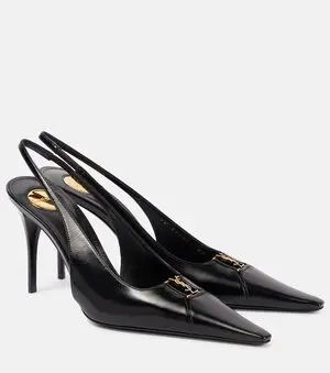 Saint Laurent Babylone Breteuil 90 Leather Slingback Pumps - Black