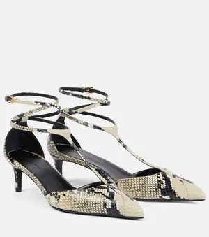 Khaite Mia 45 Snake-effect Leather Pumps - White
