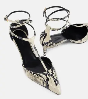 Khaite Mia 45 Snake-effect Leather Pumps