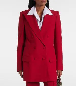 Dries Van Noten Double-breasted Wool Blazer - Red