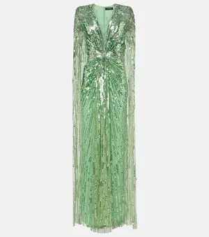 Jenny Packham Gold Rush Sequined Gown - Green