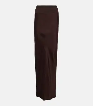 Brown Satin Maxi Skirts