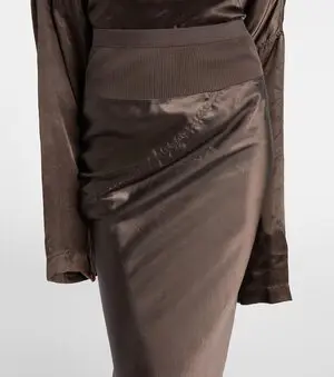 Rick Owens Satin Maxi Skirt - Brown