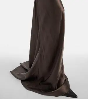 Rick Owens Satin Maxi Skirt - Brown