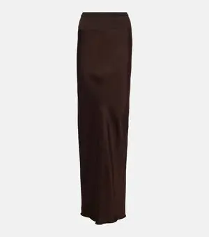 Rick Owens Satin Maxi Skirt - Brown