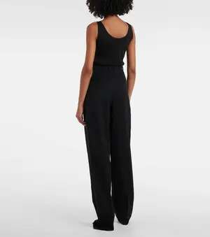 Saint Laurent High-rise Wool Grain De Poudre Tuxedo Trousers