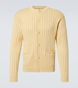 Auralee Ribbed-knit Cotton Cardigan
