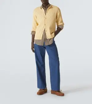 Auralee Ribbed-knit Cotton Cardigan