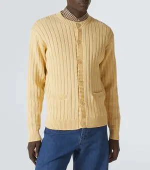 Auralee Ribbed-knit Cotton Cardigan