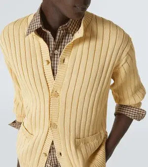 Auralee Ribbed-knit Cotton Cardigan