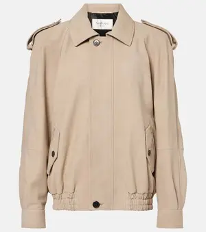 Saint Laurent Leather Jacket - Beige