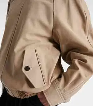 Saint Laurent Leather Jacket - Beige