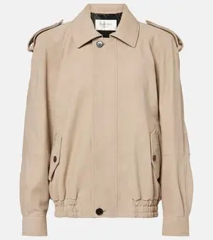 Saint Laurent Leather Jacket - Beige