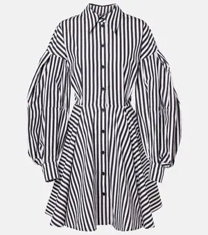 Nina Ricci Striped Cotton Poplin Midi Shirt Dress - Blue