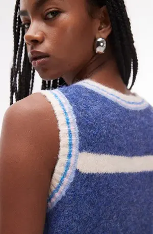 Topshop Stripe Button-up Sweater Vest