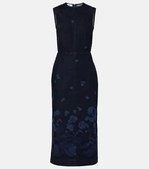 Erdem Floral Denim Midi Dress