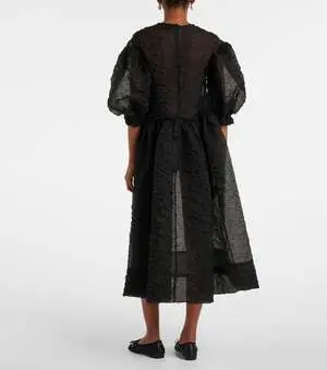 Simone Rocha Gathered Puff-sleeve Midi Dress