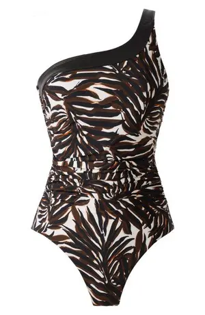 MAGICSUIT® Ventana Lita Leaf Print One-shoulder One-piece Swimsuit