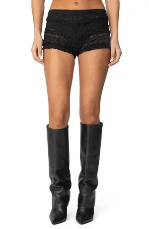 EDIKTED Maisley Sheer Lace Shorts - Black
