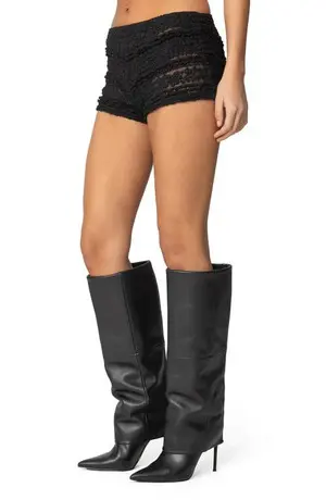 EDIKTED Maisley Sheer Lace Shorts - Black