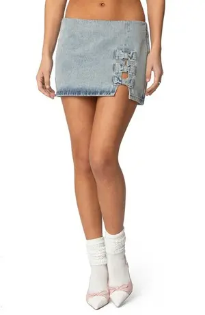 EDIKTED Bowdie Denim Mini Skirt