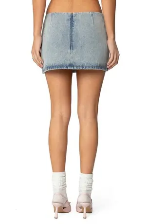 EDIKTED Bowdie Denim Mini Skirt