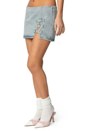 EDIKTED Bowdie Denim Mini Skirt