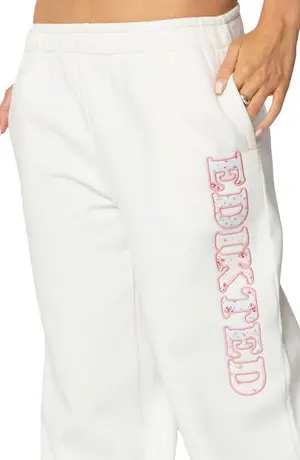 EDIKTED Mili Logo Sweatpants - White