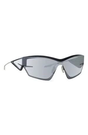 Givenchy Giv Cut Oversized Geometric Sunglasses - Shiny Palladium / Smoke Mirror