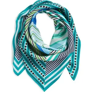 Echo Stripe Vortex Silk Square Scarf - Hawaiian Ocean